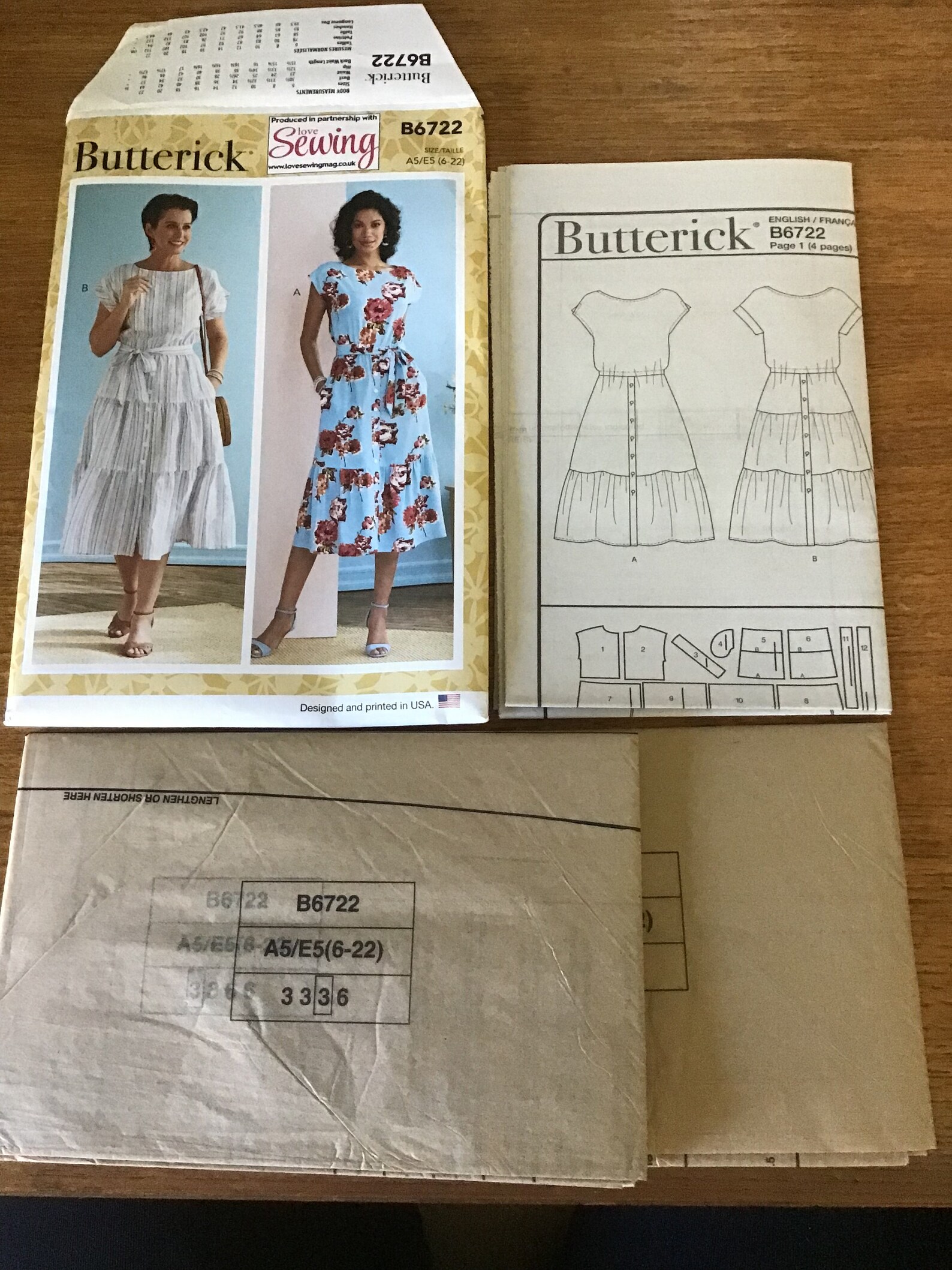 Misses Tiered Dress Pattern Butterick 6722 UNCUT Size 6 22 - Etsy