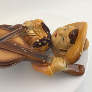 Chalkware Cowboy Figurine Devon Ware Made in Canada Cowboy Playing Bass ...