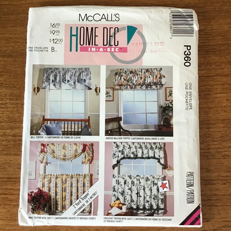 Window Toppers and Cafe Curtain Pattern UNCUT Mccalls 5741 - Etsy