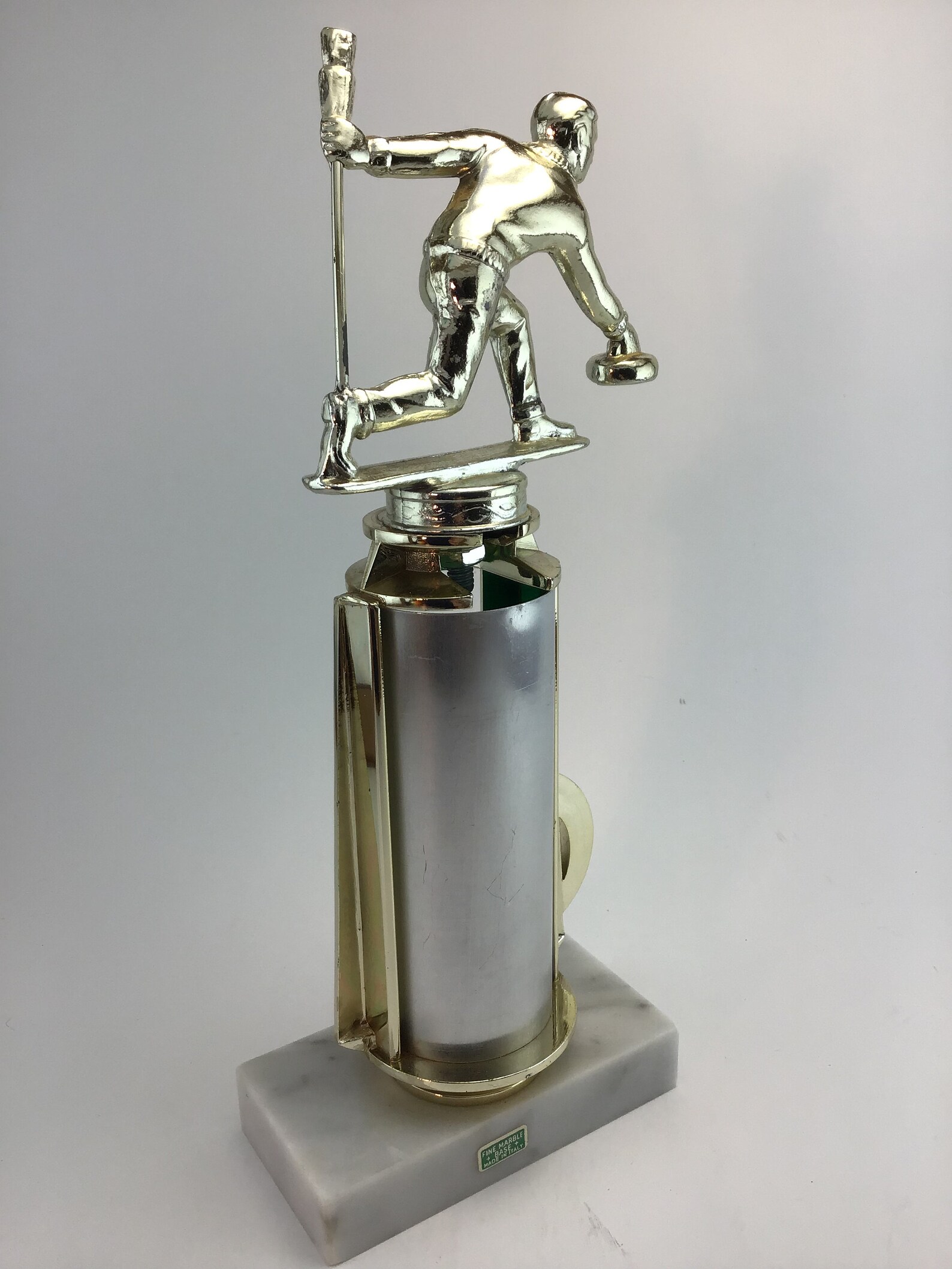 Curling Trophy Mid-century Marble Base Green - Etsy