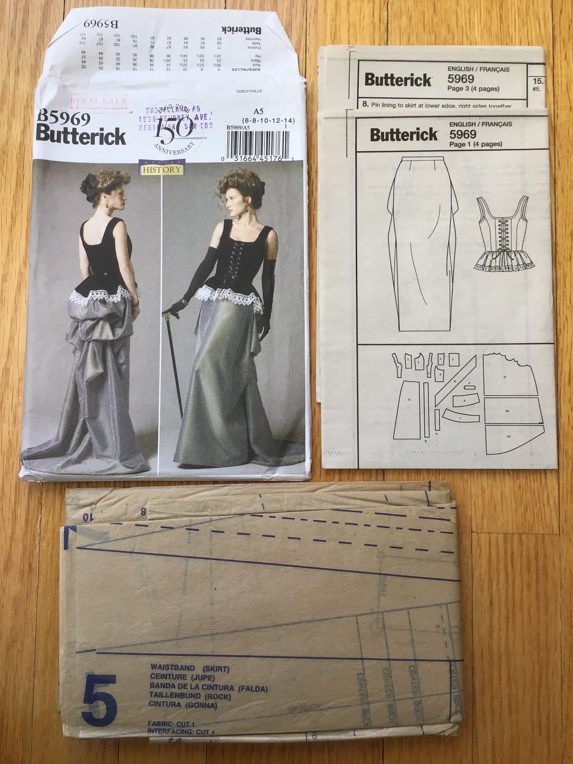 Victorian Costume Pattern Misses Size 6 14 Butterick 5969 UNCUT - Etsy