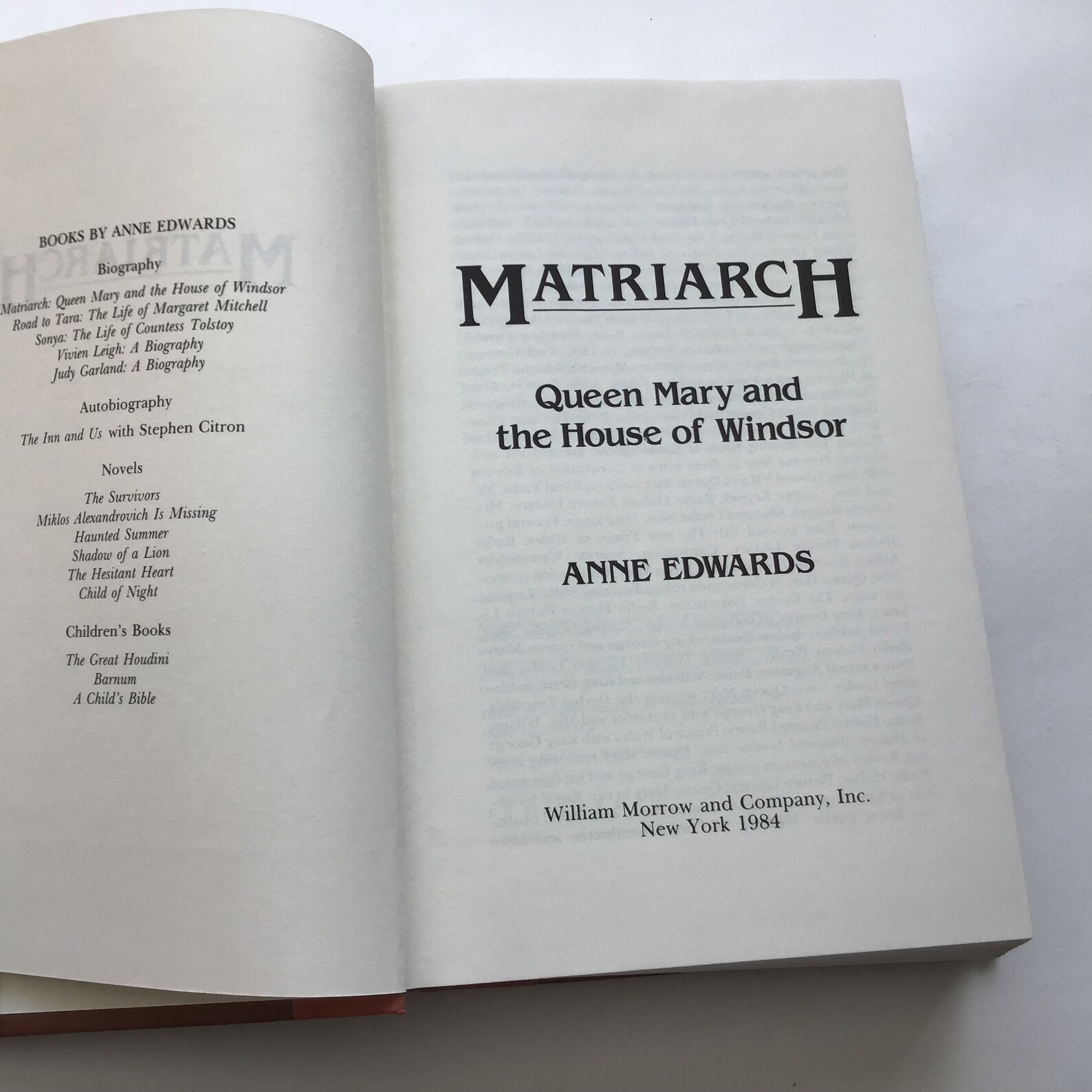Matriarch Queen Mary and the House of Windsor by Anne Edwards Hardcover ...