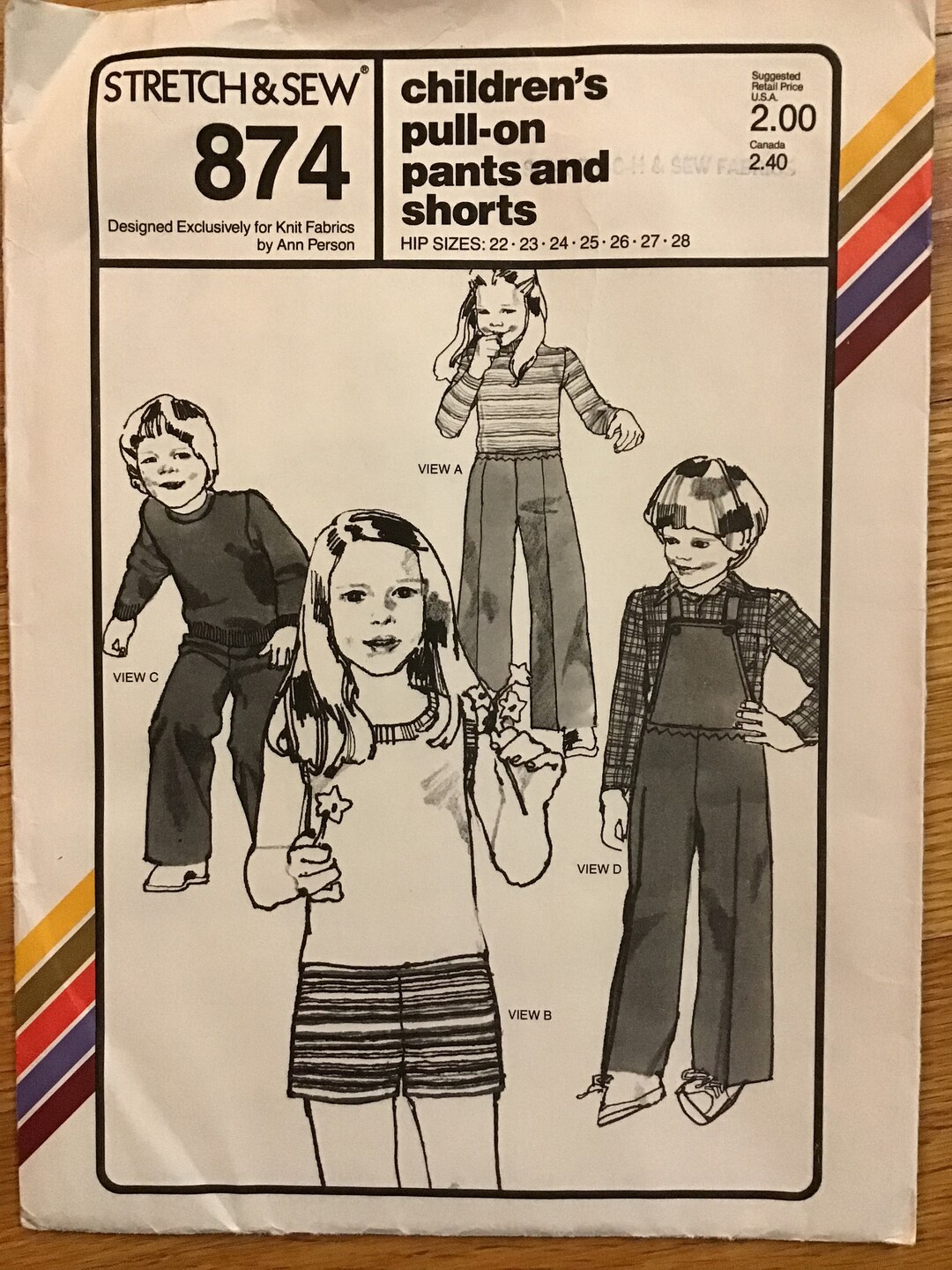 Childrens Pull on Pants and Shorts Pattern Stretch and Sew 874 UNCUT - Etsy