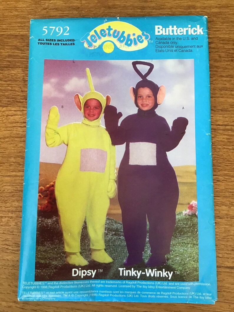 Teletubbies Costume Pattern Dipsy Tinky Winky Children Butterick 5792 ...