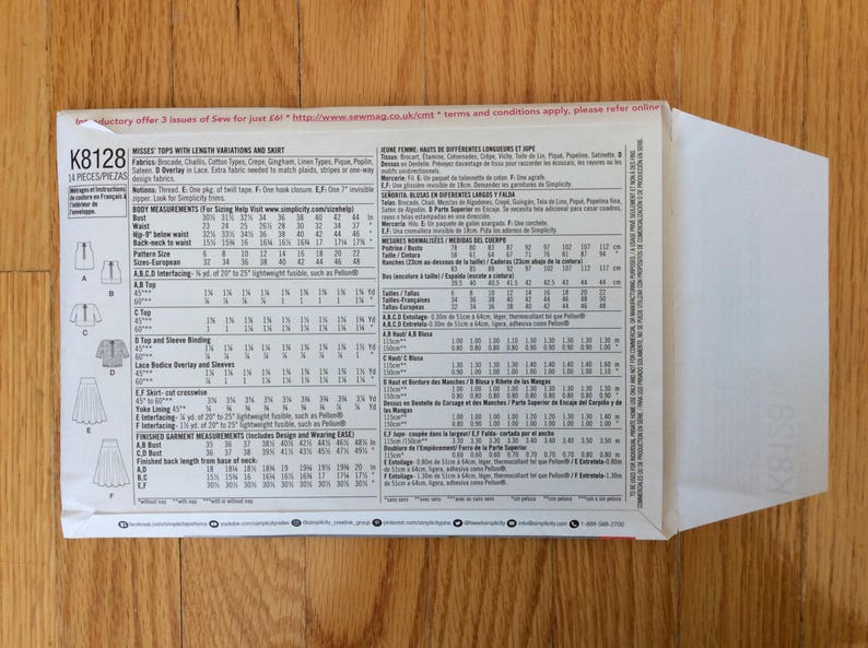 Misses Skirt and Top Pattern Simplicity 8128 UNCUT Size 6 8 10 - Etsy