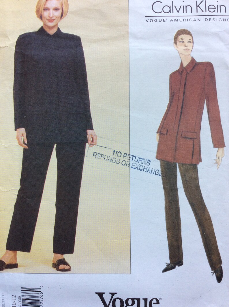Calvin Klein Jacket and Pants Pattern Misses Vogue American - Etsy