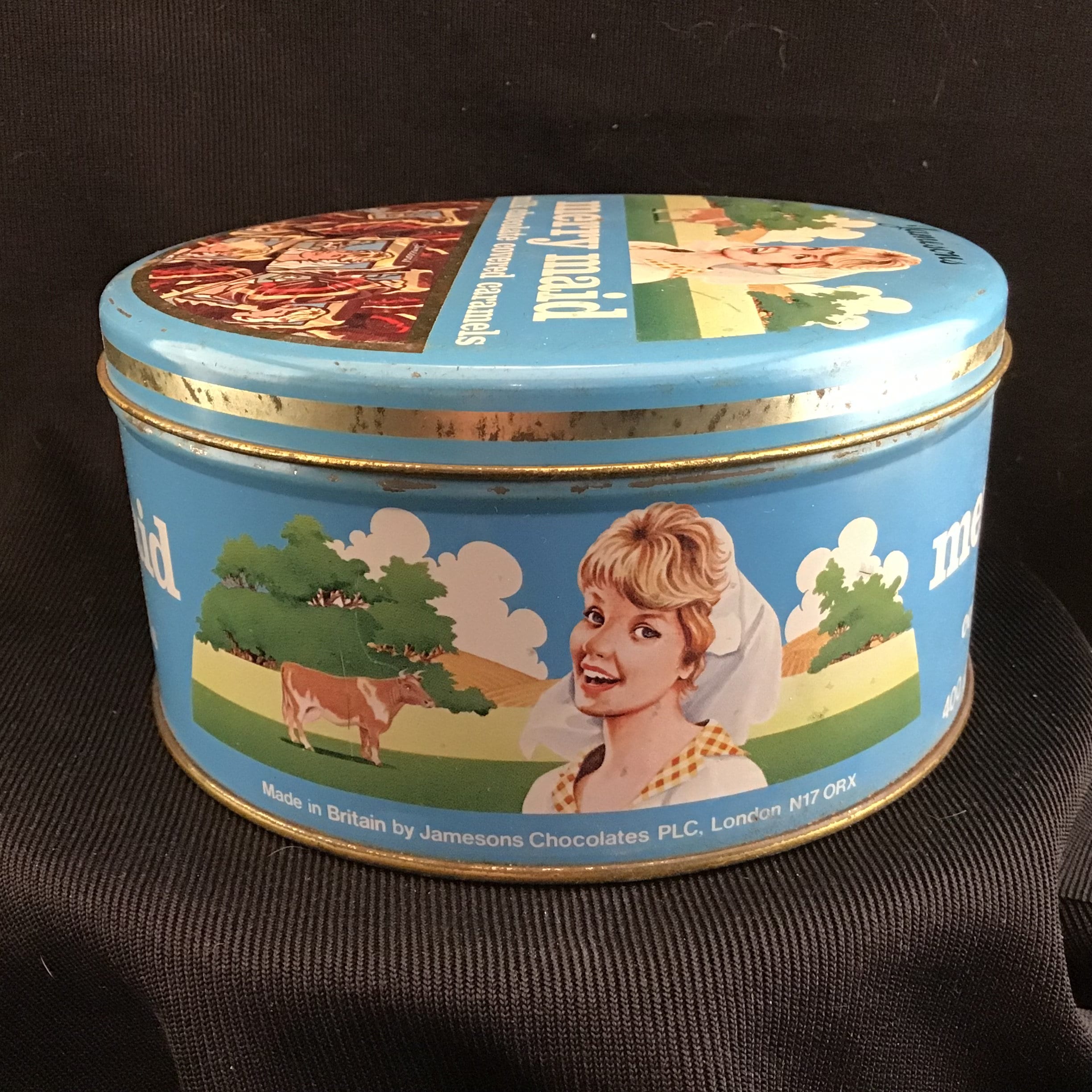 Jamesons Merry Maid Tin Milk Chocolate Covered Caramels Tin Vintage ...