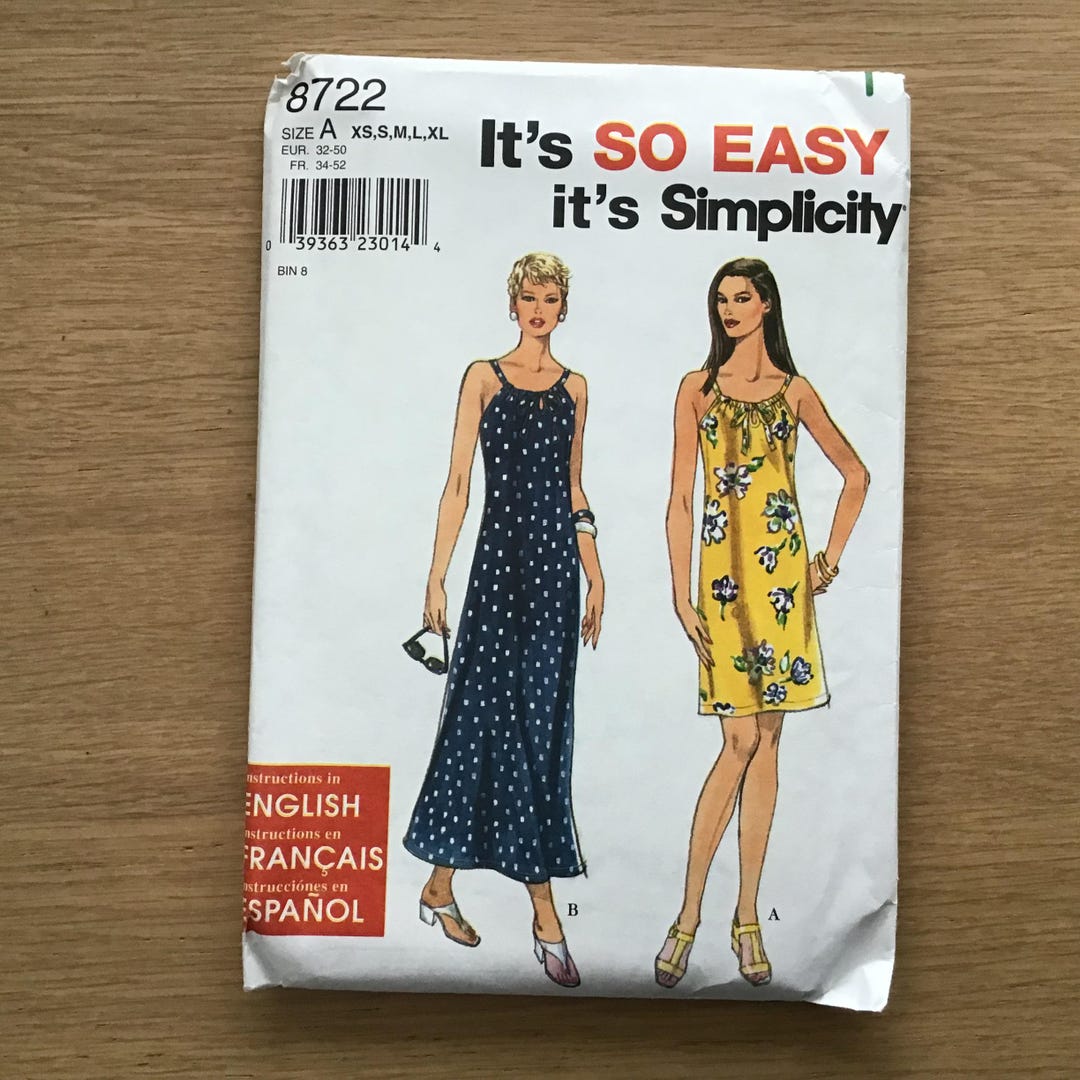 Misses Easy Dress Pattern Simplicity 8722 UNCUT Size XS S M L XL - Etsy