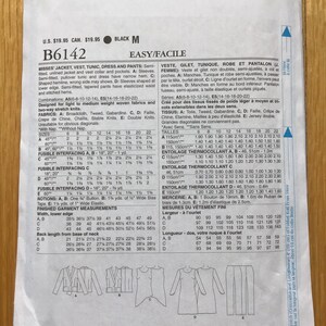 Misses Jacket Vest Tunic Dress Pants Pattern Butterick 6142 Size 6 14 ...