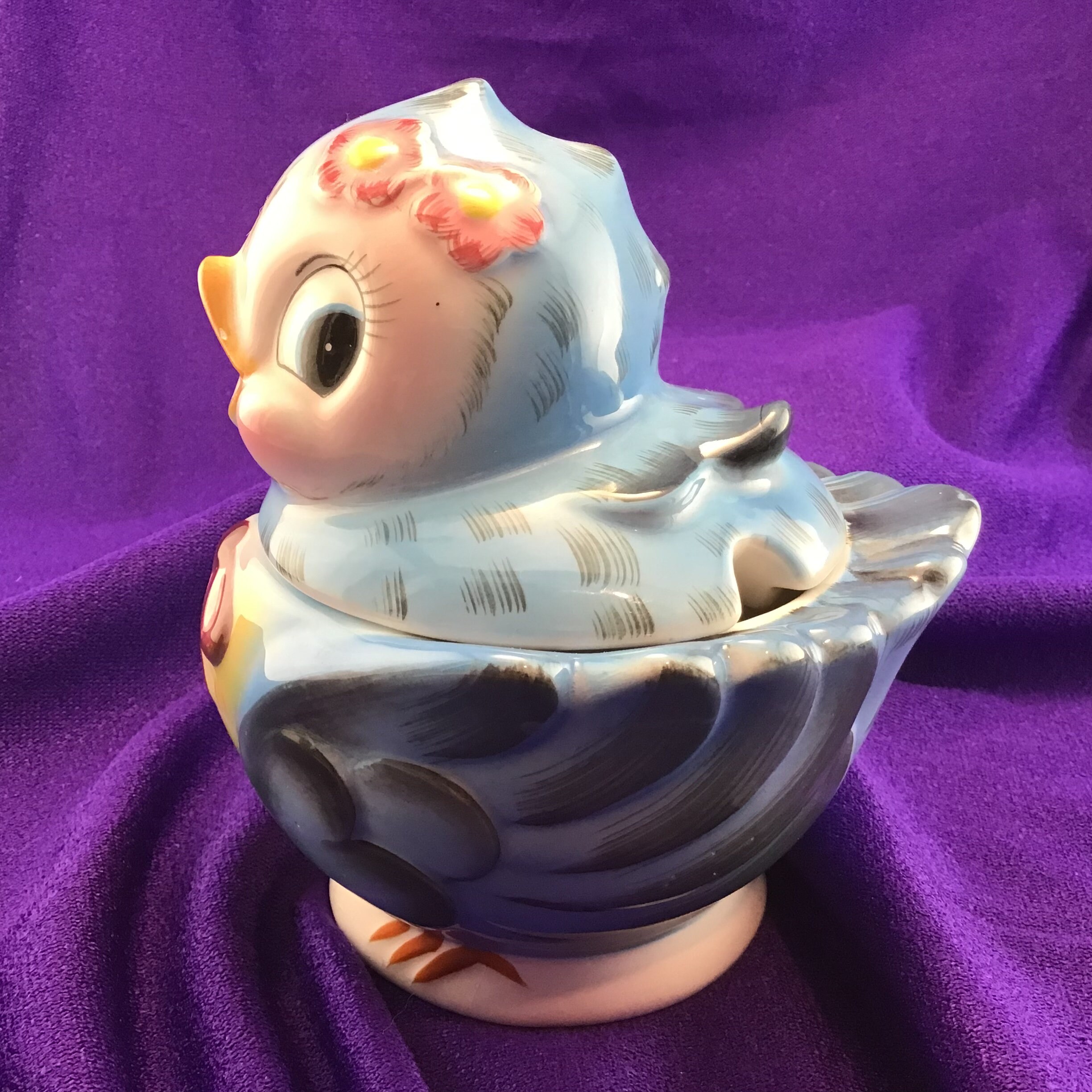 Lefton Bluebird Sugar Bowl or Jam Pot ESD Japan - Etsy