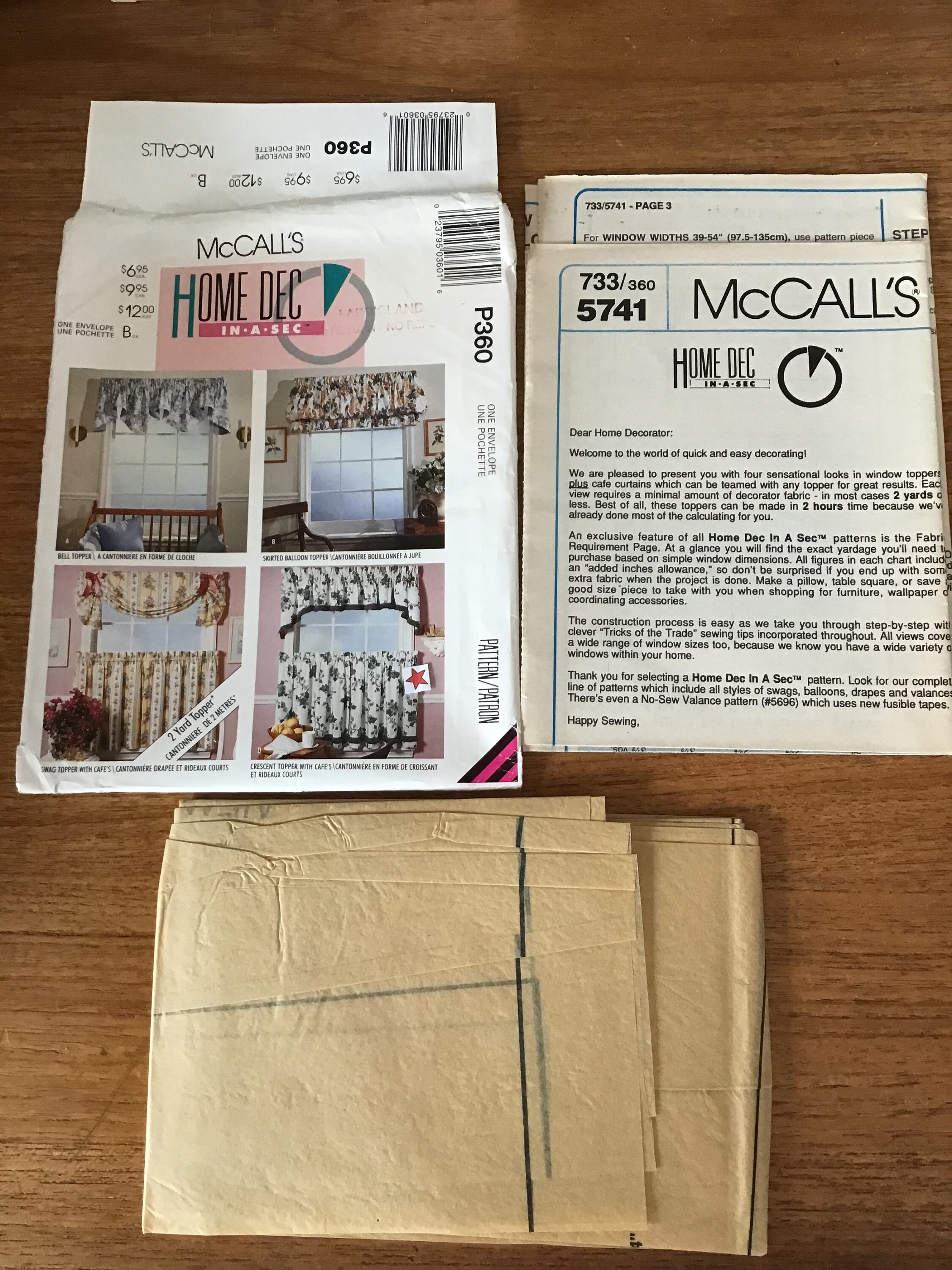 Window Toppers and Cafe Curtain Pattern UNCUT Mccalls 5741 Home Dec in ...