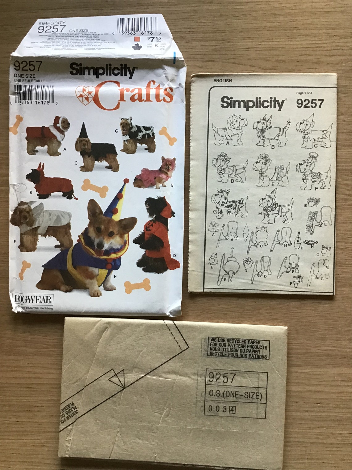Dog Costumes Pattern Simplicity 9257 One Size Back Measurement 16” - 18 ...