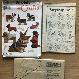 Dog Costumes Pattern Simplicity 9257 One Size Back Measurement 16” - 18 ...