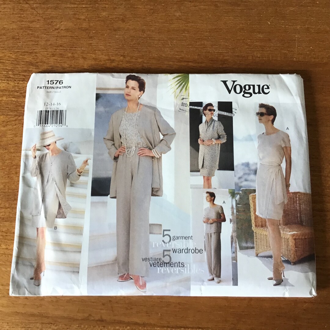 Vogue 1576 Sewing Pattern Misses Jacket Dress Top Skirt Pants & Scarf ...