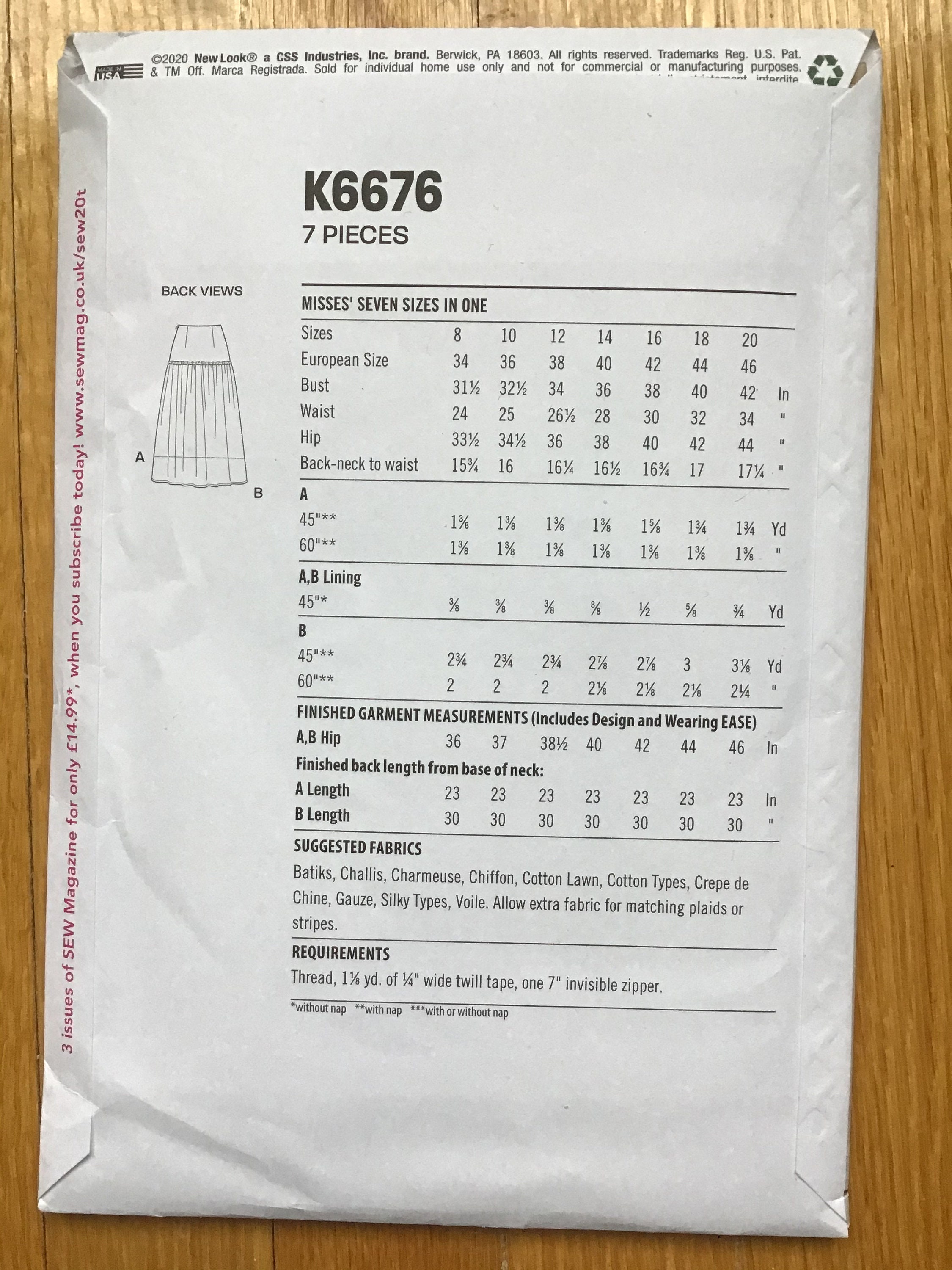 Cottagecore Skirt Pattern New Look 6676 Size 8 20 UNCUT - Etsy