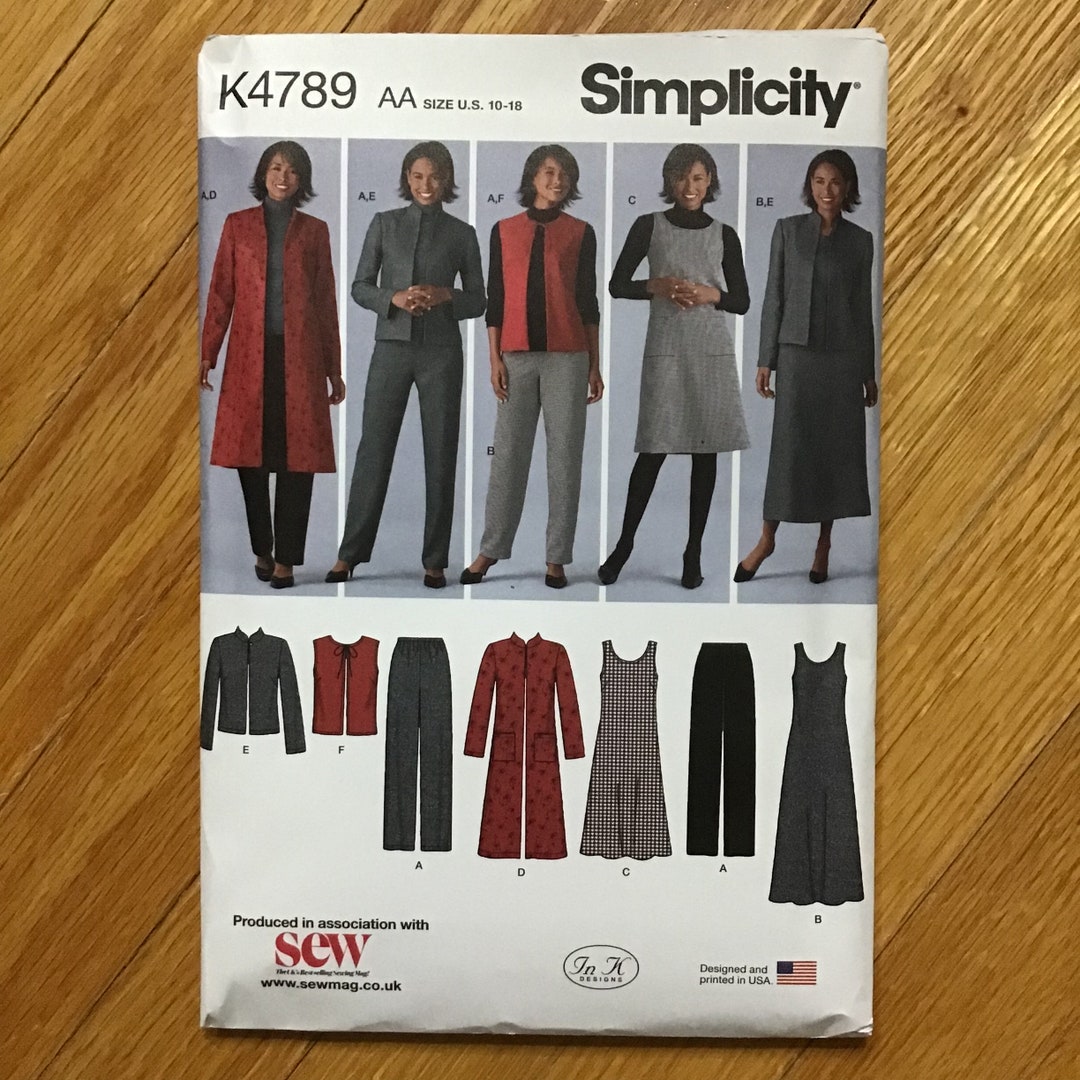 Misses Pants Vest Jacket and Jumper Pattern Simplicity 4789 Easy Size ...