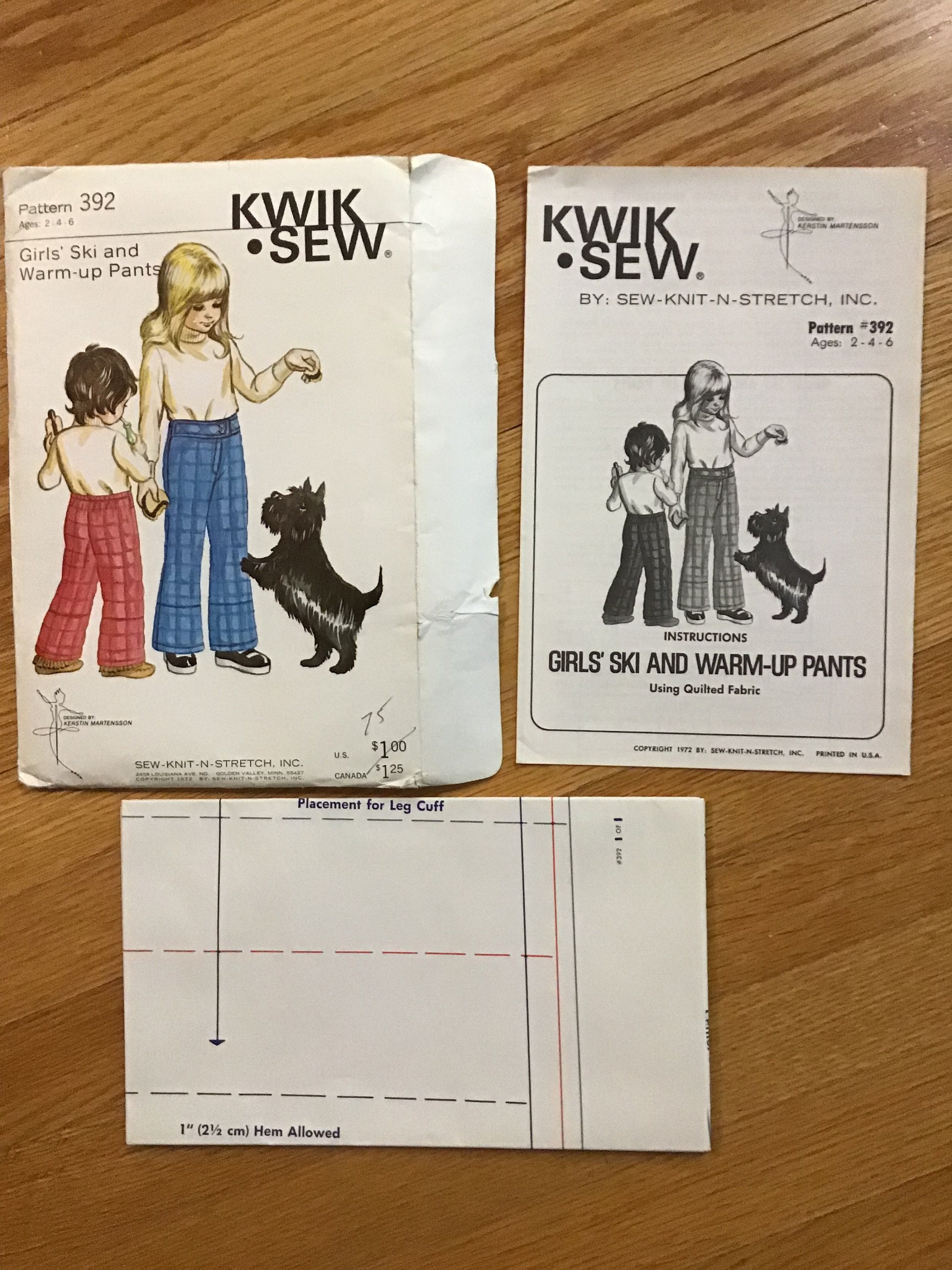 Girls Ski and Warm up Pants Pattern Size 2 4 6 Kwik Sew 392 UNCUT - Etsy