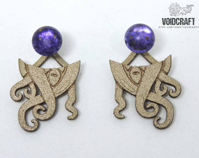 3D Printed Steel Tentacle Earring Jacket - Eldritch, Lovecraft Inspired ...