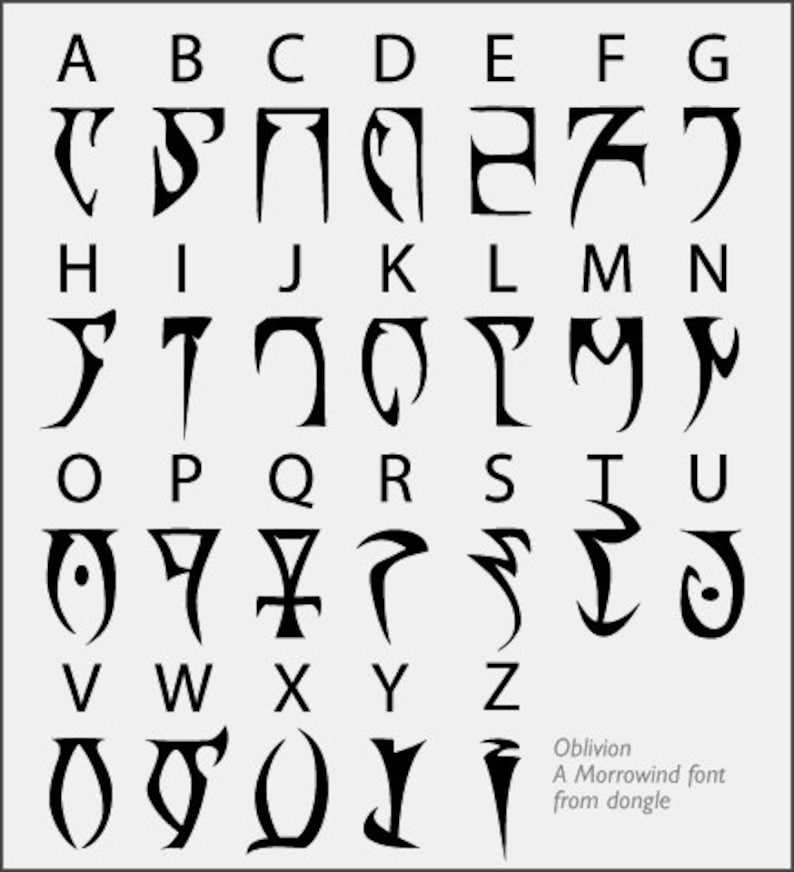 Daedric Alphabet 3D Printed Necklace Elder Scrolls Inspired - Etsy