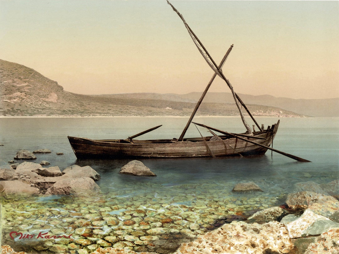 Jesus Boat on the Sea of Galilee – Tranquil Biblical Painting Print ...