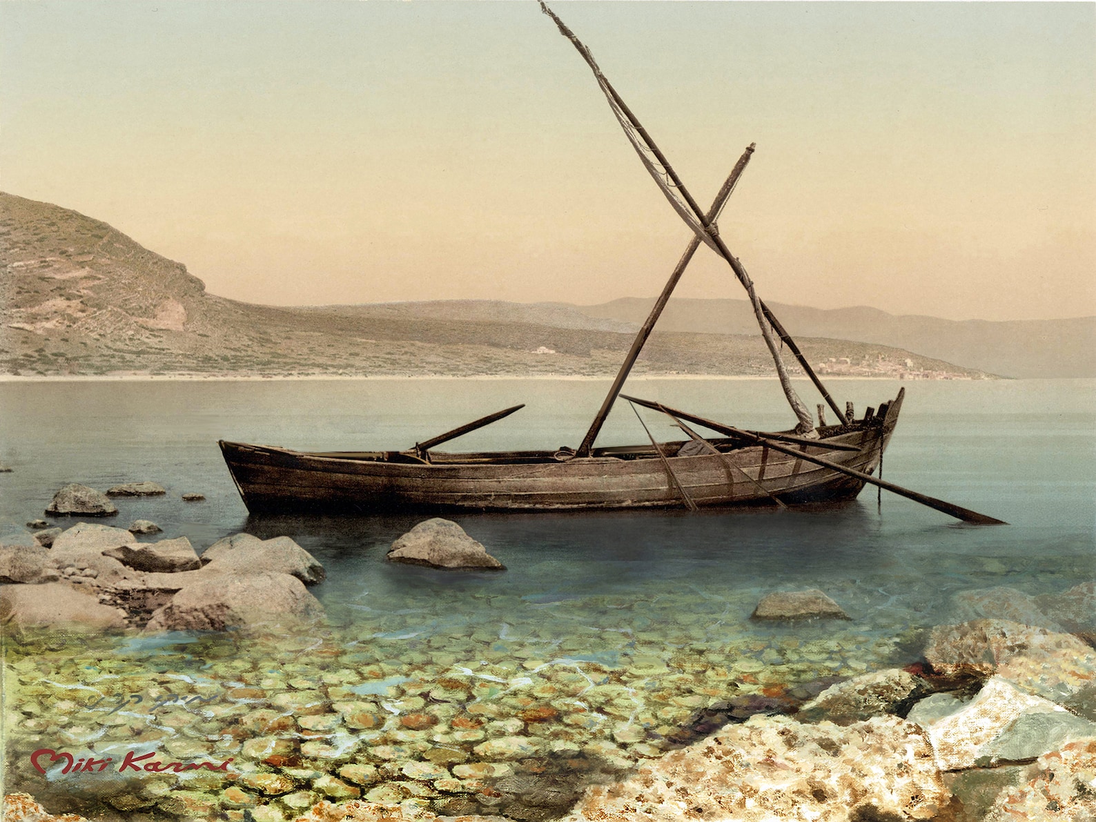 The Boat of Jesus Sea of Galilee Landscape by Miki Karni - Etsy