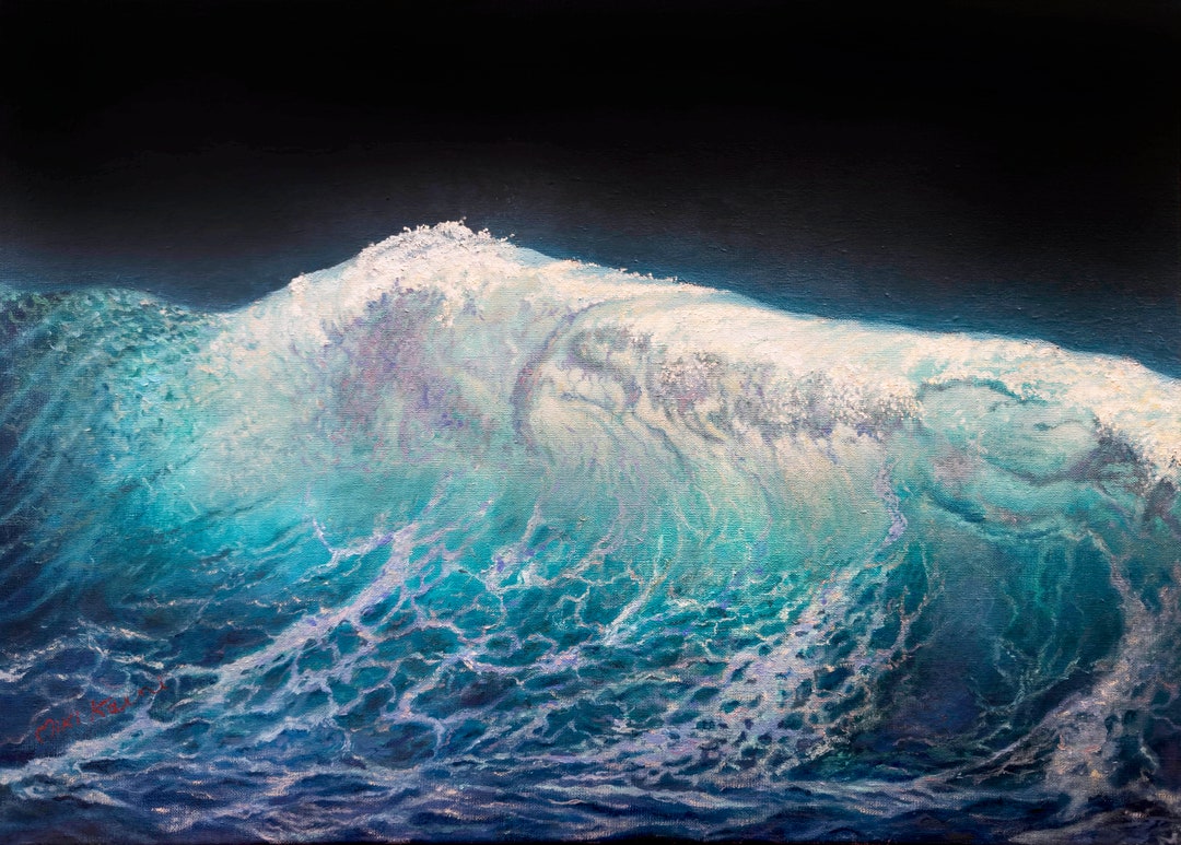 The Breaking Wave, Powerful Painting, Wave Painting Turquoise Painting ...