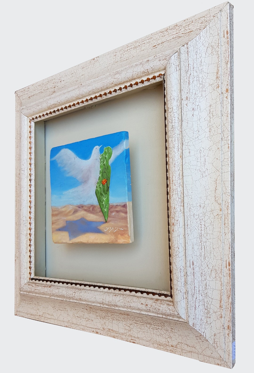 Shalom Israel: the Sabra and the Dove Oil Painting on Jerusalem Stone ...