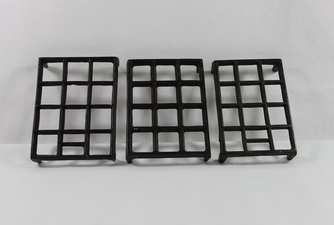 Set of 3 Footed Rectangular Black Cast Iron Trivets - Etsy