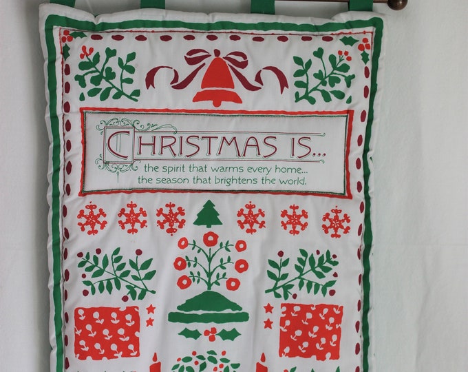 Vintage Hallmark Linen Wall Hanging Christmas Carol Christmas is Coming ...