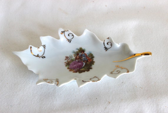 Vintage Limoges France Leaf Shaped Tray With Courting Couple | Etsy