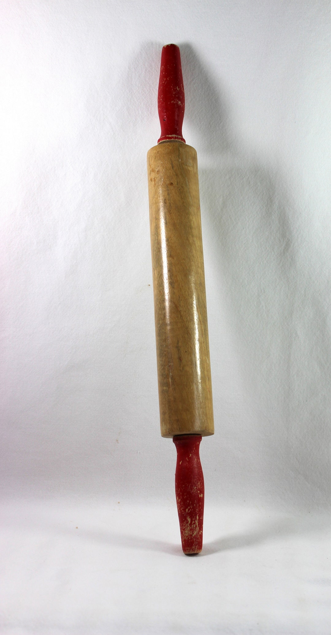 Vintage Wooden Red Handle Rolling Pin - Etsy