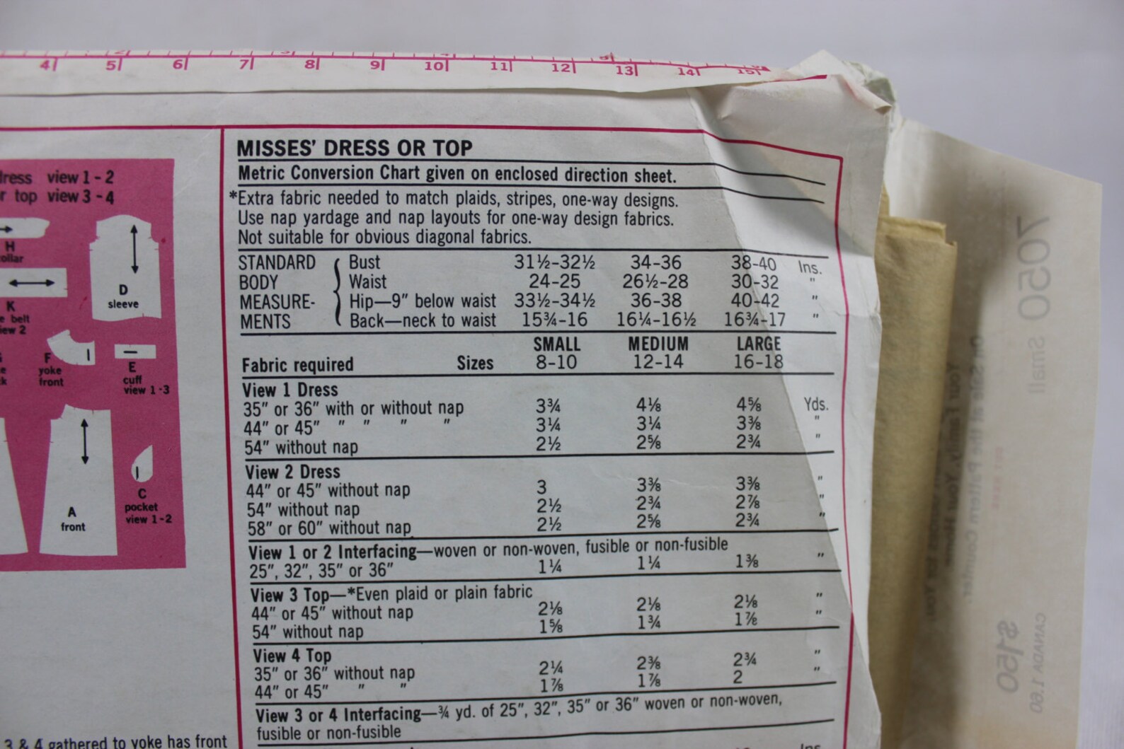 Simplicity 7050 Sewing Pattern 1970's Dress or Top Size Small 8-10 ...