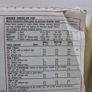 Simplicity 7050 Sewing Pattern 1970's Dress or Top Size Small 8-10 ...