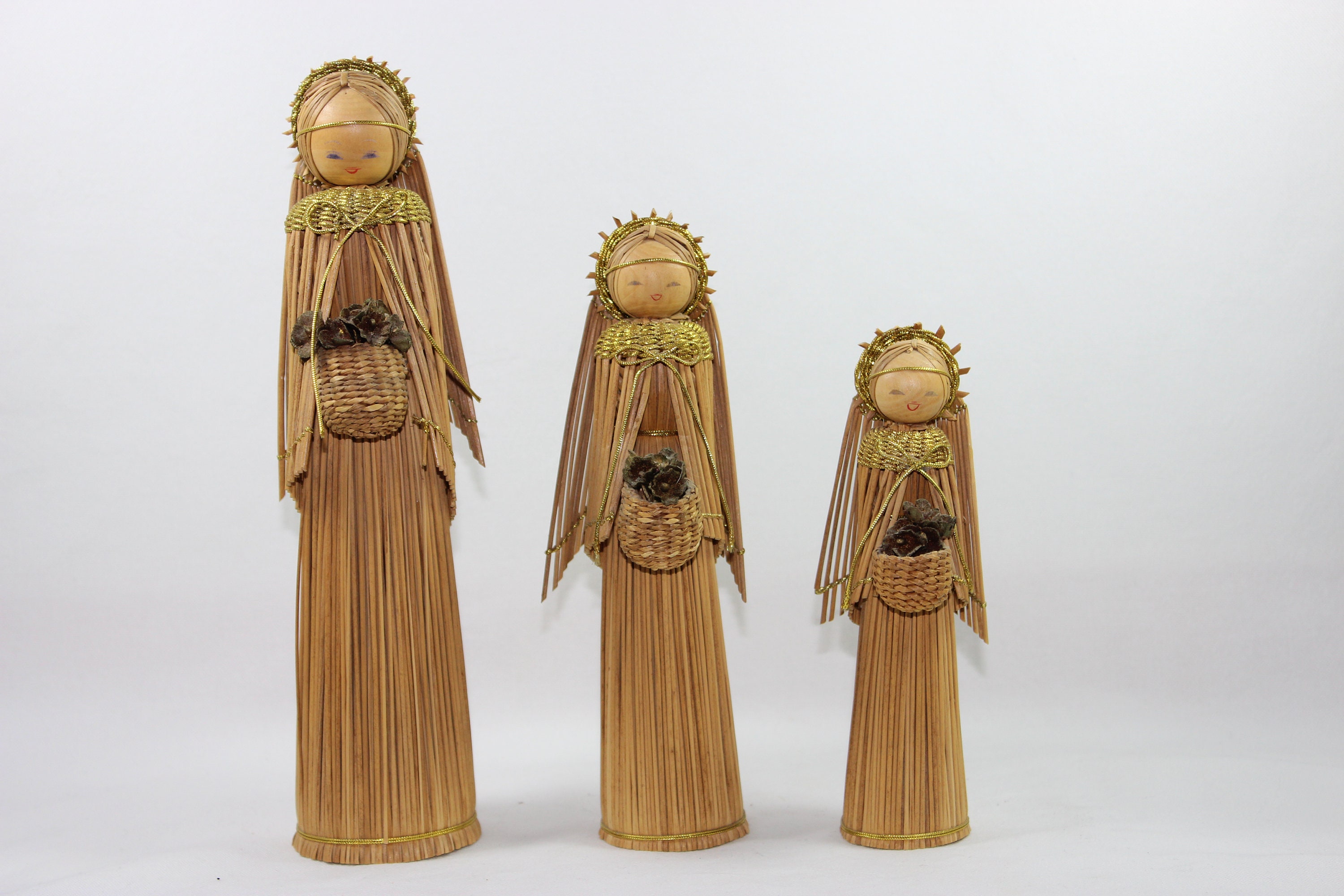 Vintage Straw Raffia Angels With Baskets Made in Korea Set of 3 - Etsy
