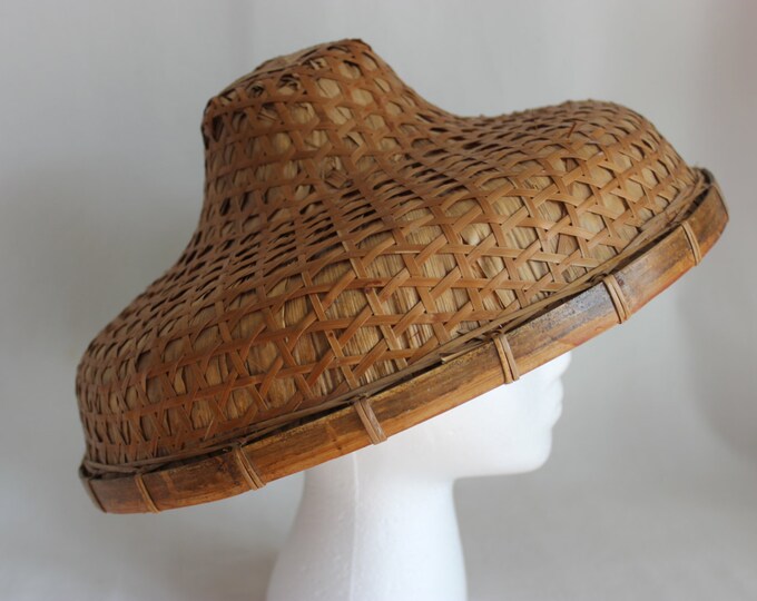 Authentic Vintage Conical Asian Chinese Straw Rickshaw Coolie - Etsy