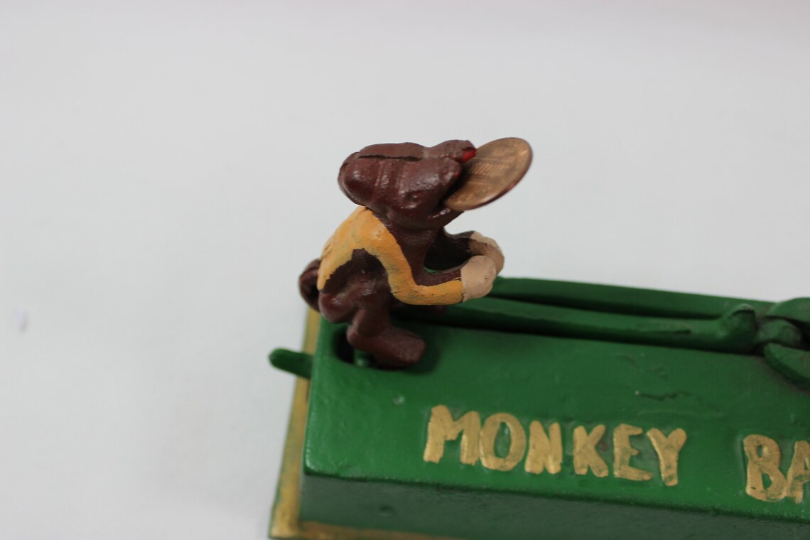 Vintage monkey Bank Mechanical Cast Iron Coin Bank | Etsy