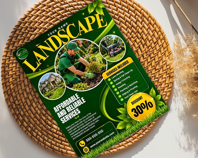 Landscaping Flyer, DIY Flyer Template Design, Lawn Service Flyer, Lawn ...