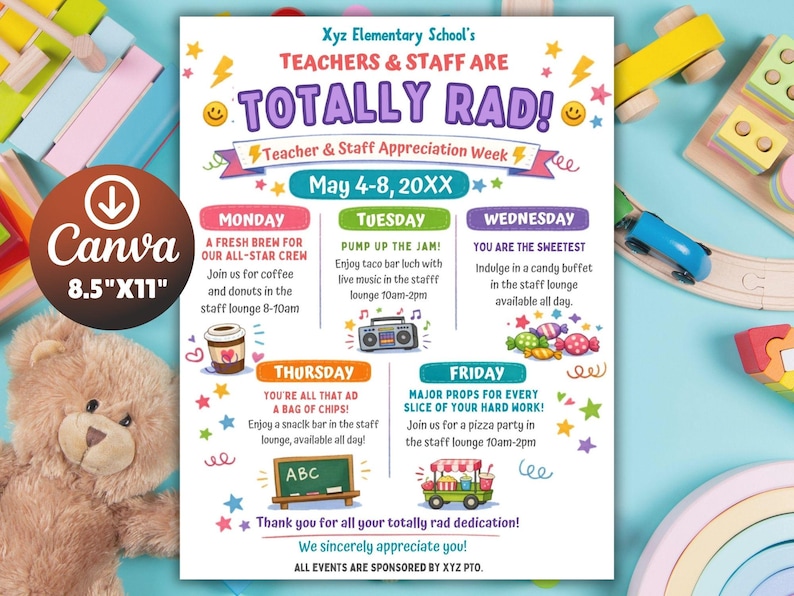 90s Theme Teacher Appreciation Week Parent Newsletter Flyer (canva ...