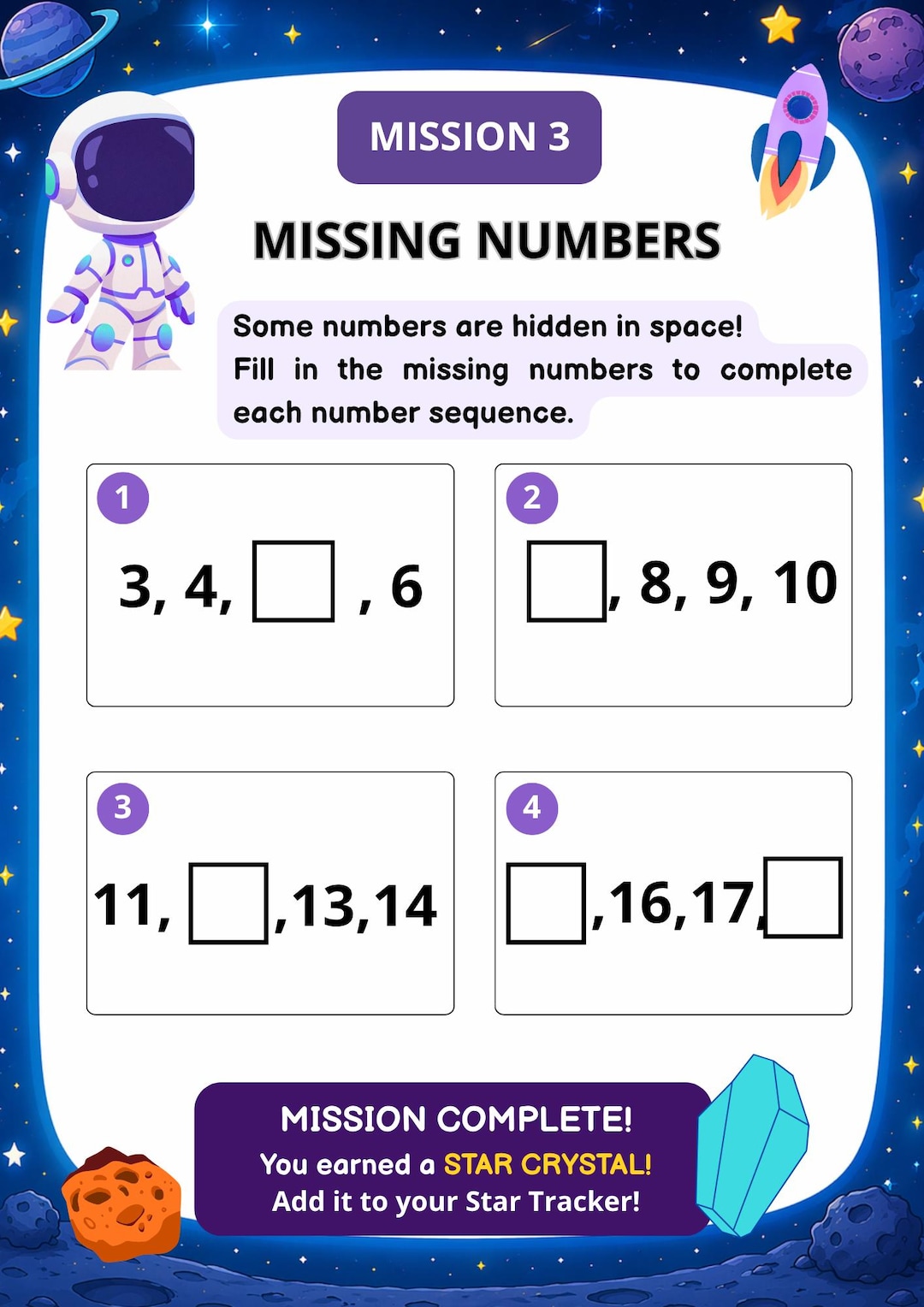 Missing Numbers Worksheet 1-20, Number Sequence Activity for Kids ...