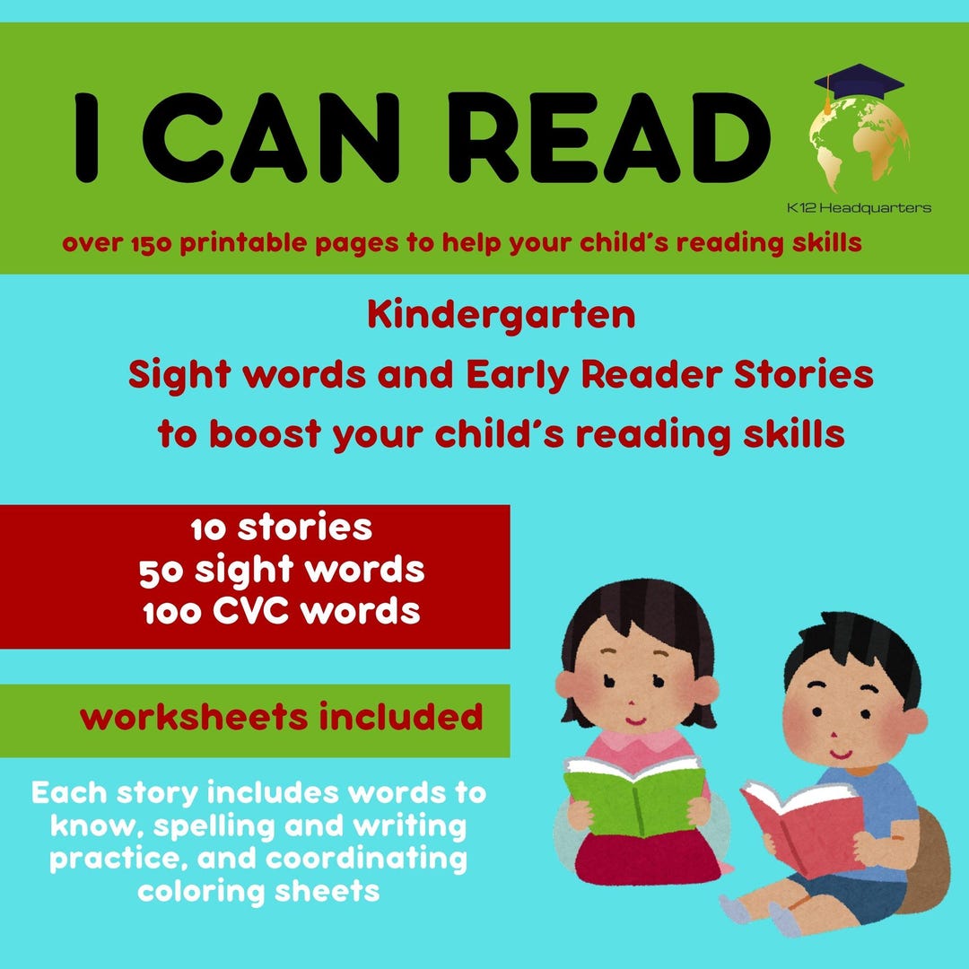 Kindergarten Early Reader Stories Bundle | Phonics, Sight Words, CVC ...