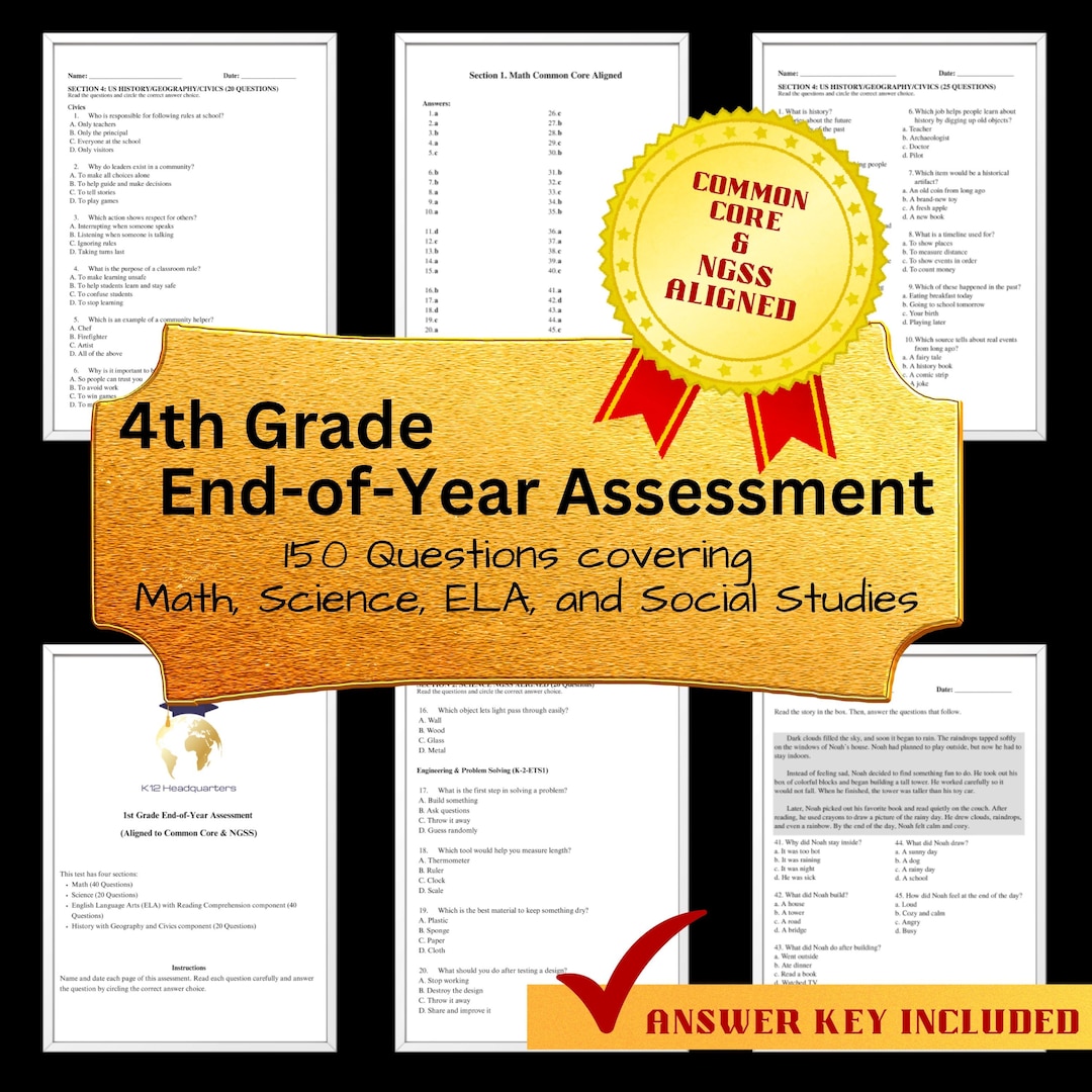 4th Grade Homeschool End-of-year Assessment | 150 Questions | Common ...