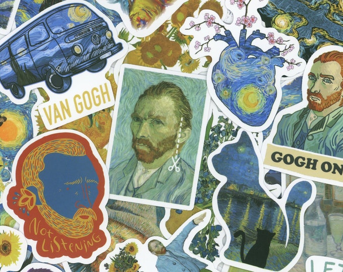 Playful Starry Night Vincent Van Gogh Sticker Pack, Artist Gift Idea ...