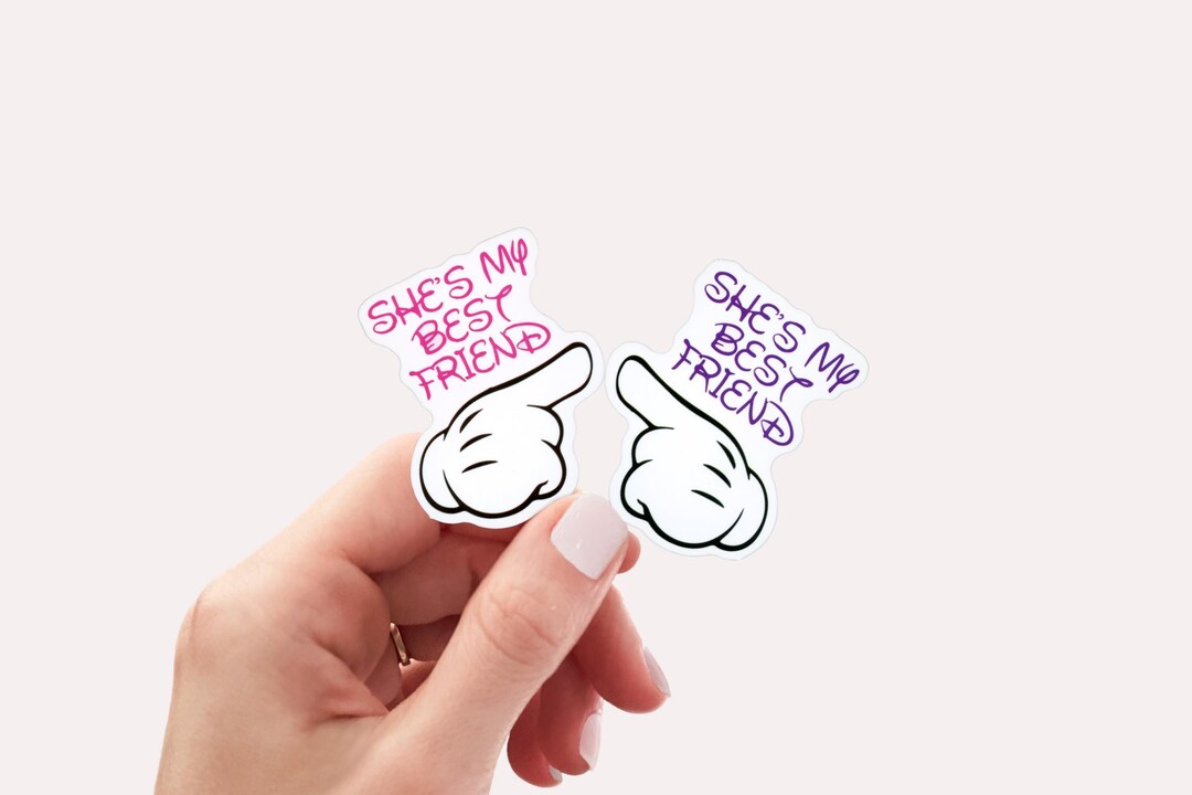 Best Friends Sticker Set, White Cartoon Character Gloves, BFF Stickers ...
