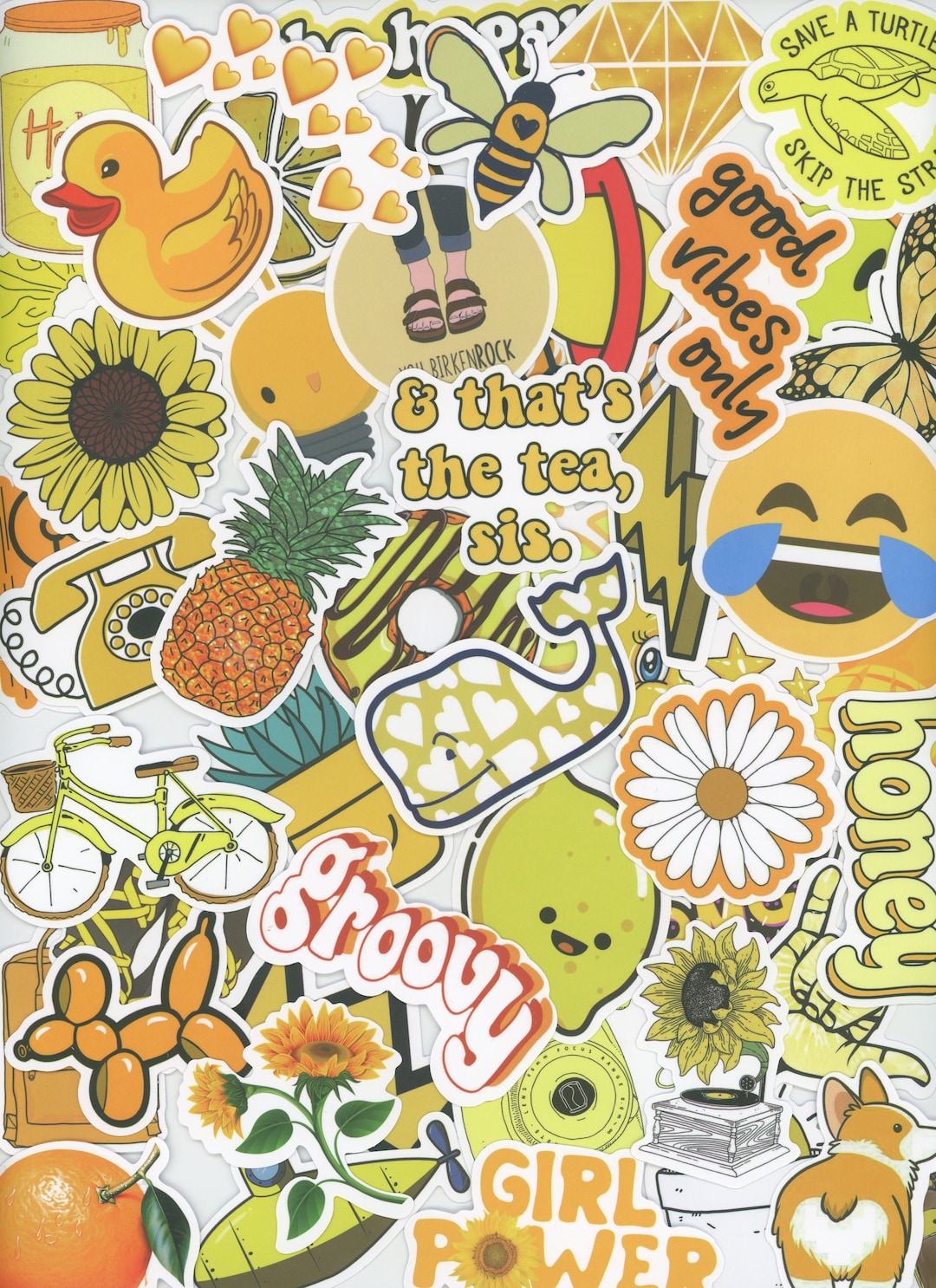 Yellow Orange Variety Sticker Pack Sunshine Happiness - Etsy