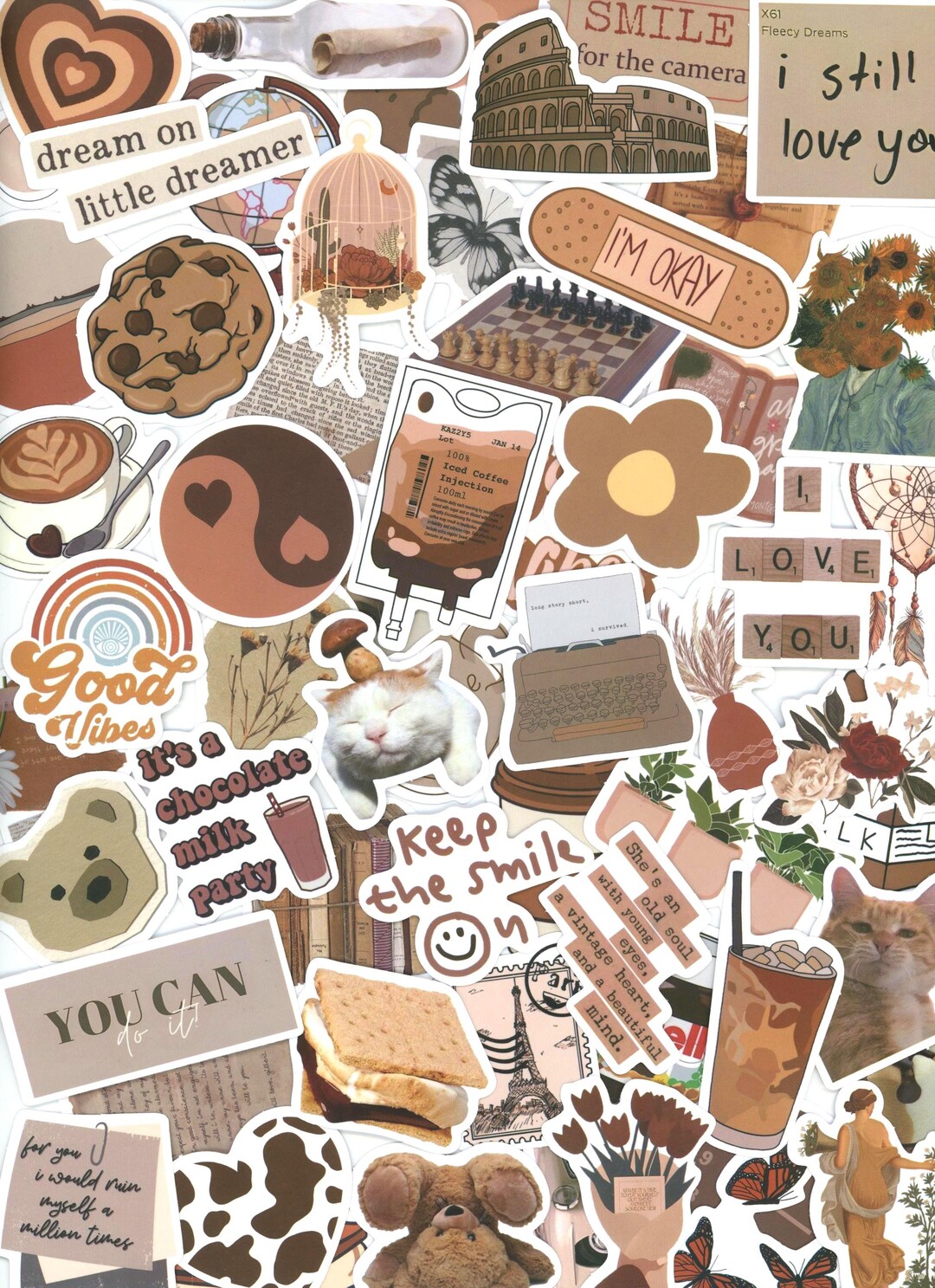 Neutral Pinterest Stickers, Coquette Stickers, Inspirational Vinyl ...