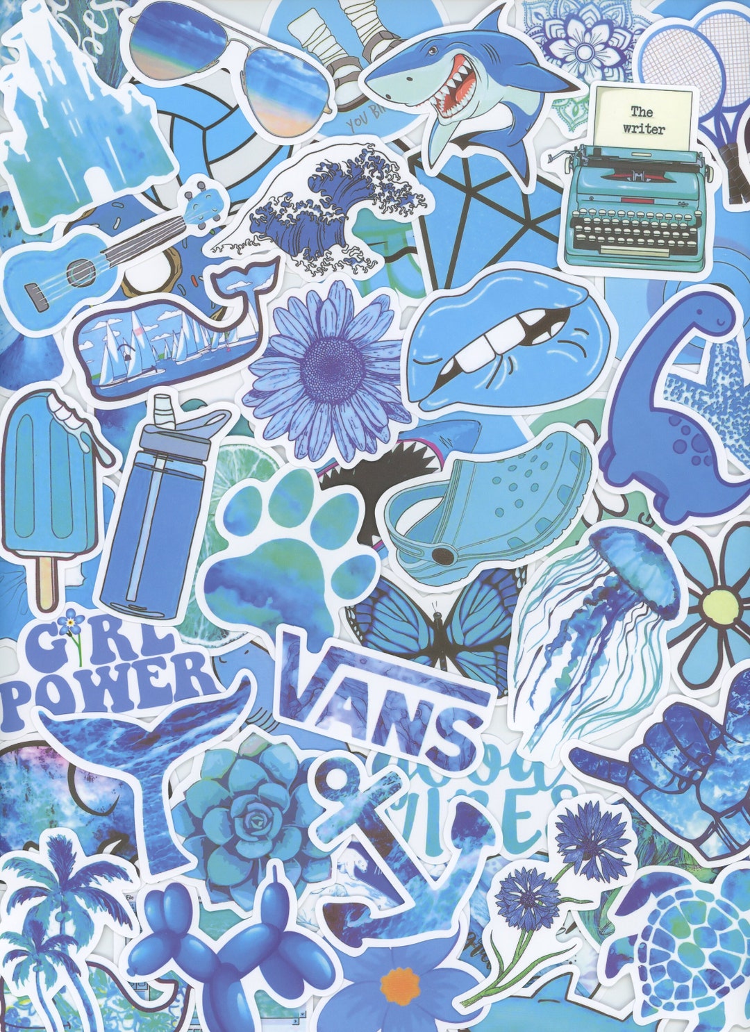 Blue Variety Sticker Pack Ocean Wave Beach Life Shark Volleyball ...