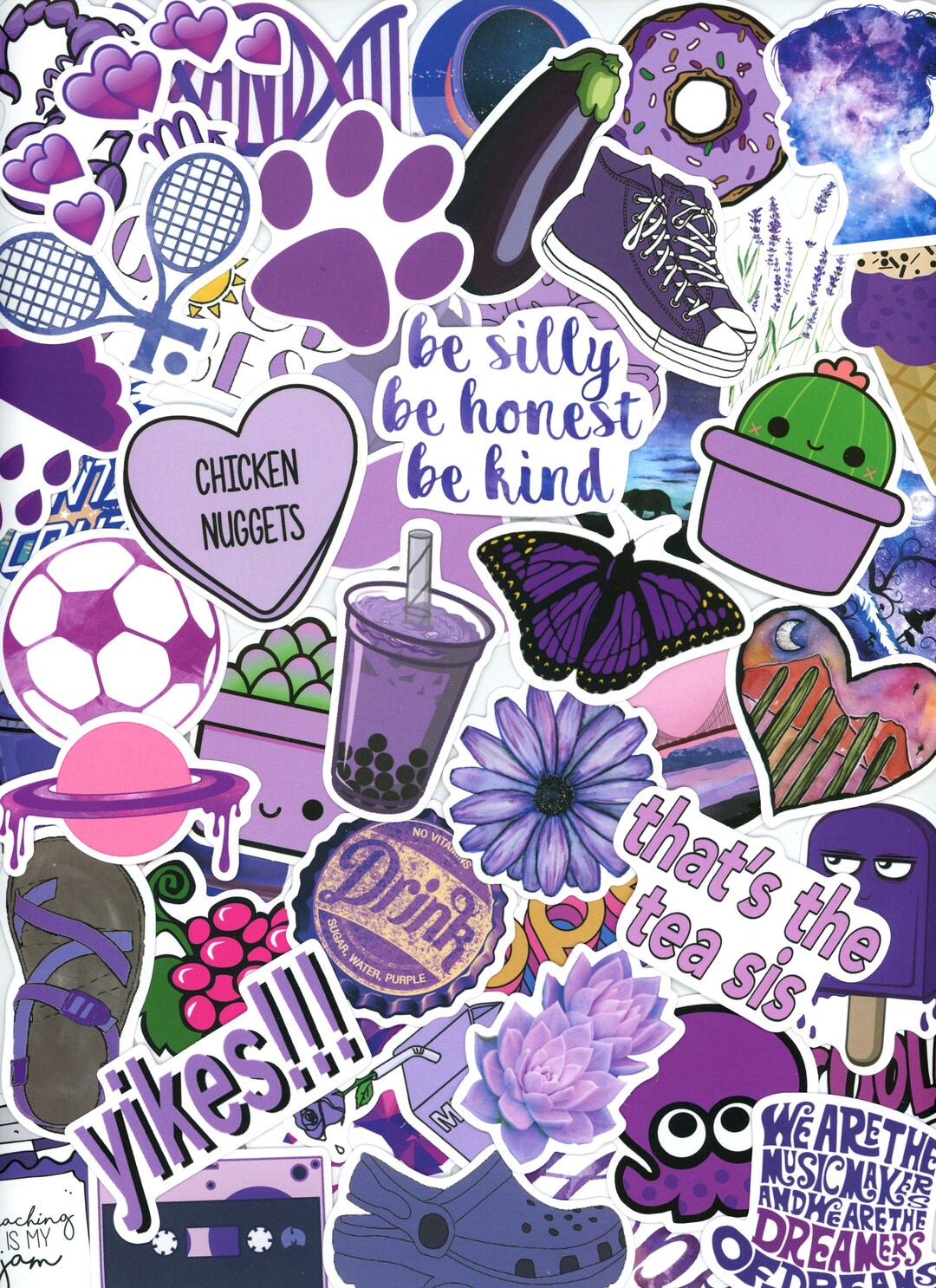 Purple Assorted Sticker Pack, Aesthetic Stickers, Cute Stickers, Gift ...