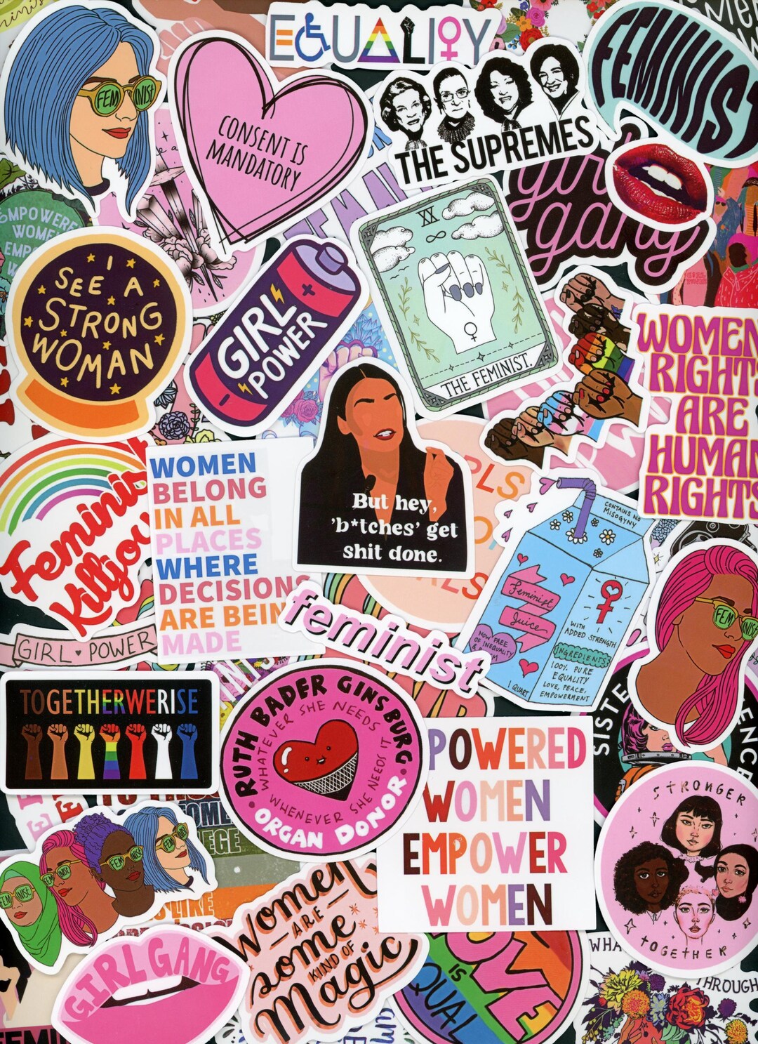 Feminist Sticker Pack, Girl Power, Female Empowerment, My Body My ...
