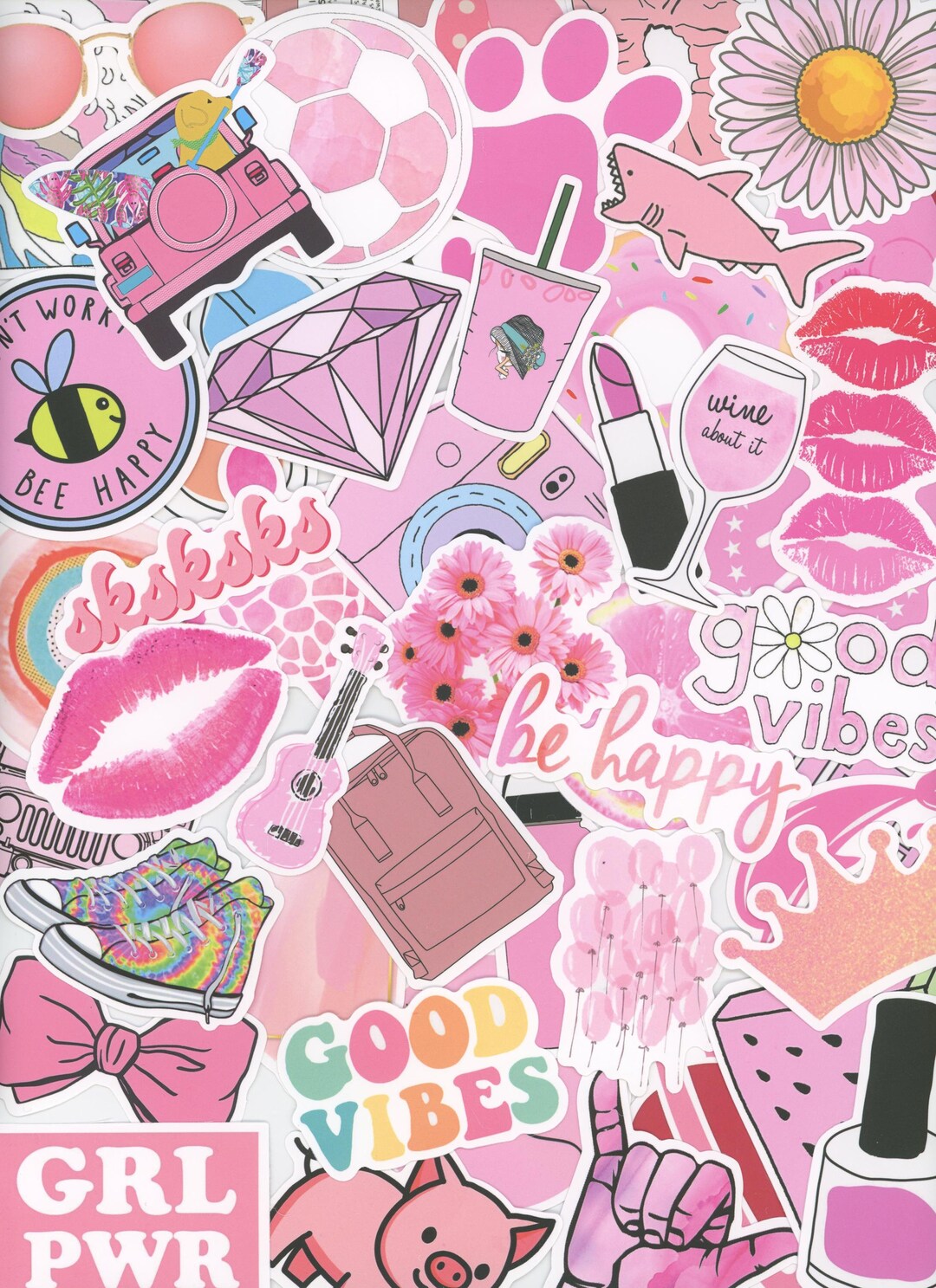 Pink Aesthetic VSCO Girl Sticker Pack – Cute Barbie, Tie Dye, Lips ...