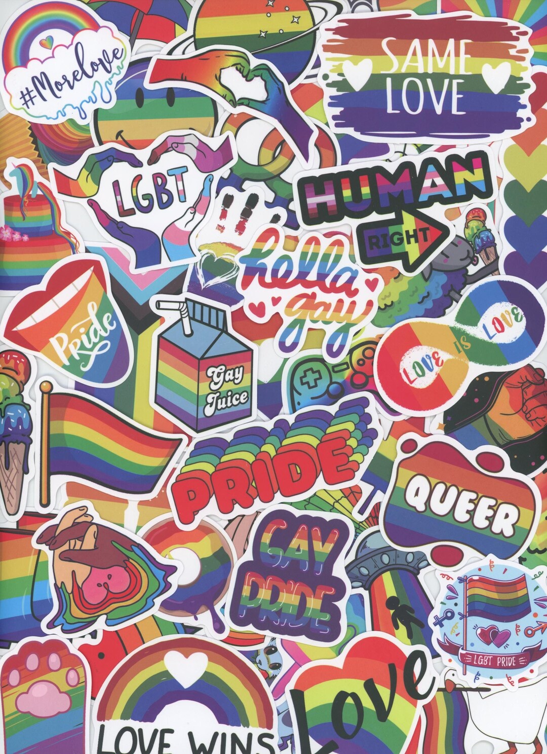 Rainbow LGBTQ Pride Stickers Pack, Same Love Bisexual Lesbian Gay ...
